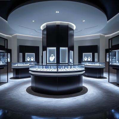 China Upscale Freestanding Jewelry Showcase Metal Wood Base Glass Retail Display Cabinet for sale