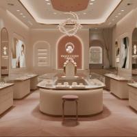 China Classic Luxury Jewelry Freestanding Display Case Metal Wooden Glass Wall Showcase for sale