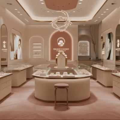 China Classic Luxury Jewelry Freestanding Display Case Metal Wooden Glass Wall Showcase for sale