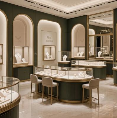 China Customized Jewellery Freestanding Showcase Premium Metal Wood Tempered Glass Cabinet for sale