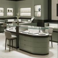 China Factory Direct Luxury Jewelry Wall Cabinet Solid Wood Metal Frame Glass Showcase for sale