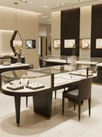 China Factory Direct Luxury Jewelry Wall Cabinet Solid Wood Metal Frame Glass Showcase for sale