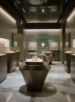 China Custom Gold Jewellery Display Showcase Rectangle Glass Jewelry Display Front Cabinet for Jewelry Shop for sale