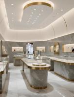 China Custom Gold Jewellery Display Showcase Rectangle Glass Jewelry Display Front Cabinet for Jewelry Shop for sale