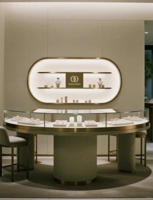 China Custom Jewelry Store Decoration Round Stainless Steel Fine Jewelry Shop Counter Showcase for sale