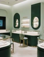 China Custom Jewelry Store Decoration Round Stainless Steel Fine Jewelry Shop Counter Showcase for sale