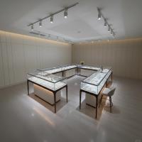 China Luxury Jewelry Store Interior Design Ultra-clear Glass Jewelry Front Cabinet with LED for sale