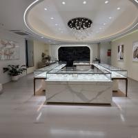 China Luxury Jewelry Store Interior Design Ultra-clear Glass Jewelry Front Cabinet with LED for sale