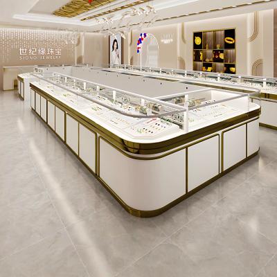 China High End Solid Wood Jewelry Showcase with Tempered Glass for sale