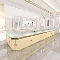 China Luxury Wooden Jewelry Display Front Cabinet with Glass Door & Stainless Steel Frame for Retail Store for sale