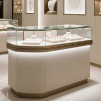 China Commercial Wooden Jewelry Showcase with Ultra-clear Glass Cabinet and LED Light for sale