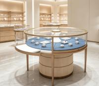 China Wholesale Luxury Stainless Steel Store Furniture LED Light Glass Jewelry Display for Showcase Cabinets Retail Display Racks for sale