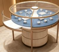 China Wholesale Luxury Stainless Steel Store Furniture LED Light Glass Jewelry Display for Showcase Cabinets Retail Display Racks for sale