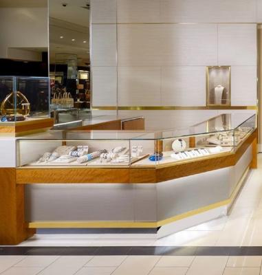 China Modern Luxury Jewelry Showcase with LED Lighting Custom Size Glass & Wood Display Cabinets for Retail Store for sale
