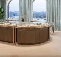 China Modern Luxury Jewelry Showcase with LED Lighting Custom Size Glass & Wood Display Cabinets for Retail Store for sale