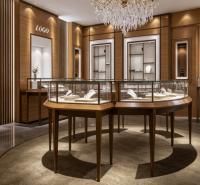 China Luxury Custom Jewelry Showcase Tempered Glass Island Display Brand Store Jewelry Sales Floor Showcase for sale