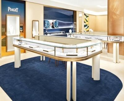 China Custom Luxury Curved Jewelry Display Cabinet, Glass Counter for Luxury Jewelry Boutiques for sale