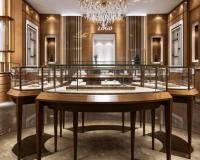 China Custom Luxury Wood & Glass Jewelry Island Display Cabinet, High-End Museum-Grade Showcase for sale