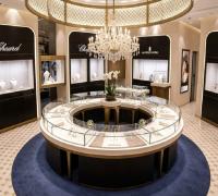 China Custom Luxury Wood & Glass Jewelry Island Display Cabinet, High-End Museum-Grade Showcase for sale