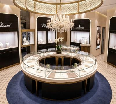 China Custom Luxury Wood & Glass Jewelry Island Display Cabinet, High-End Museum-Grade Showcase for sale