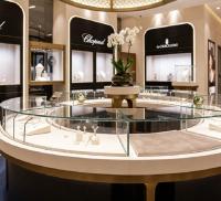 China Custom Luxury Wood & Glass Jewelry Island Display Cabinet, High-End Museum-Grade Showcase for sale