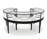 China Luxury Palace Style Round Island Jewelry Display Cabinet, Premium Glass Showcase for High-End Brand Boutiques for sale
