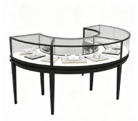 China Luxury Palace Style Round Island Jewelry Display Cabinet, Premium Glass Showcase for High-End Brand Boutiques for sale