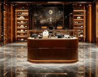 China Luxury Solid Wood Oval Island Jewelry Display Cabinet, Premium Glass Showcase for High-End Luxury Retail for sale