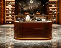 China Luxury Solid Wood Oval Island Jewelry Display Cabinet, Premium Glass Showcase for High-End Luxury Retail for sale