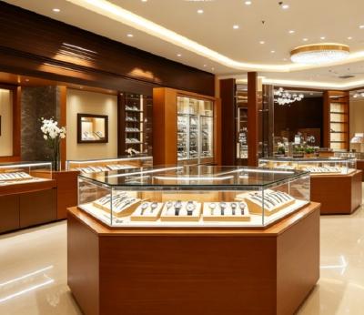 China Luxury Solid Wood Watch & Jewelry Island Display Cabinet, Premium Glass Showcase for High-End Retail for sale