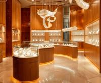 China Luxury Solid Wood Curved Island Jewelry Display Cabinet, Premium Glass Showcase for High-End Retail for sale