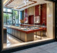 China Luxury New Chinese Style Red & Gold Full-Store Jewelry Display Case Set, Glass Showcase Solution for sale
