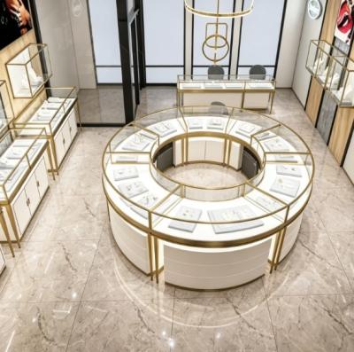 China Standing Glass Wall Jewelry Display showcase with Lock Jewellery Cabinet Led Lighting Stainless Steel Jewellery Kiosk for sale