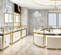 China Standing Glass Wall Jewelry Display showcase with Lock Jewellery Cabinet Led Lighting Stainless Steel Jewellery Kiosk for sale