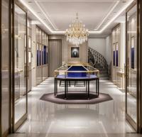 China Modern Gold Glass Jewelry Display Cabinet for Shopping Mall Retail Store with LED Lighting for sale