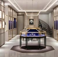 China Modern Gold Glass Jewelry Display Cabinet for Shopping Mall Retail Store with LED Lighting for sale