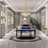 China Modern Gold Glass Jewelry Display Cabinet for Shopping Mall Retail Store with LED Lighting for sale