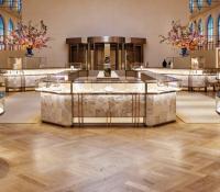 China High-End Geometric Jewelry Display Table with LED Lighting for Luxury Retail for sale
