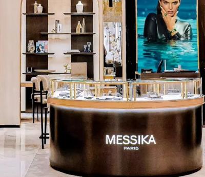 China Premium Modern Circular Jewelry Display Cabinet Tempered Glass LED Lighting for Luxury Boutique Store Shopping Mall Showcase for sale