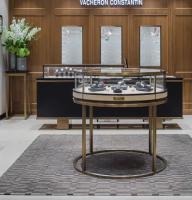 China Premium Modern Circular Jewelry Display Cabinet Tempered Glass LED Lighting for Luxury Boutique Store Shopping Mall Showcase for sale