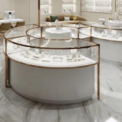 China Customizable Counter Minimalist Luxury Aesthetic LED Lighting Durable & Integrated Storage Space Luxury Jewelry Store Furniture for sale