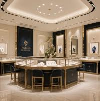 China Customized Luxury Wood and Glass Jewelry Island Display Showcase for Jewellery Shop for sale