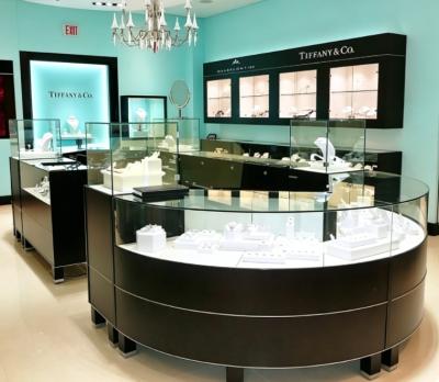 China Custom Black and Silver Tone Jewelry Display Cabinet, Wall & Floor Showcase for Luxury Jewelry Stores for sale