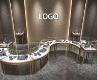 China Custom Luxury Curved Jewelry Island Display Cabinet, Mall Gold Jewelry Glass Showcase, High-end Jewelry Shop Display Case for sale