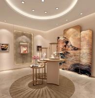 China Custom Luxury Curved Jewelry Island Display Cabinet, Mall Gold Jewelry Glass Showcase, High-end Jewelry Shop Display Case for sale