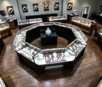 China Luxury Octagonal Ring-Shaped Jewelry Display Island, Premium Glass Showcase for High-End Jewelry Stores for sale