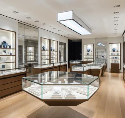China Luxury High-End Solid Wood Jewelry Display Cabinet Set, Custom Jewelry Store Interior Design with Glass Display Cases for sale
