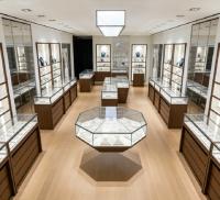 China Luxury High-End Solid Wood Jewelry Display Cabinet Set, Custom Jewelry Store Interior Design with Glass Display Cases for sale