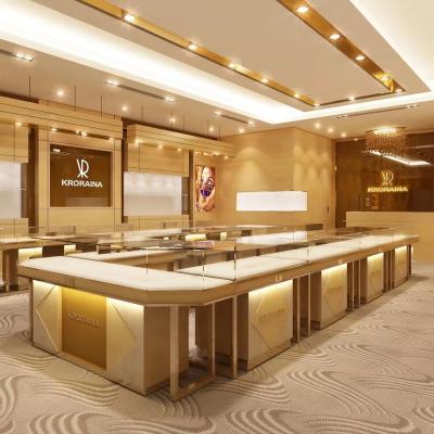 China Custom High Quality Wooden Glass Jewelry Display Showcase with LED Lighting for sale