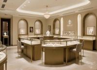 China Luxury Jewelry Shop Interior Design Stainless Steel Glass Display Island Cabinet for sale